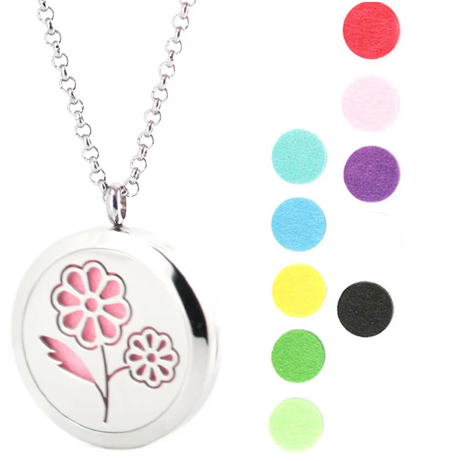 Collar con colgante de acero inoxidable para aromaterapia, difusor de ...