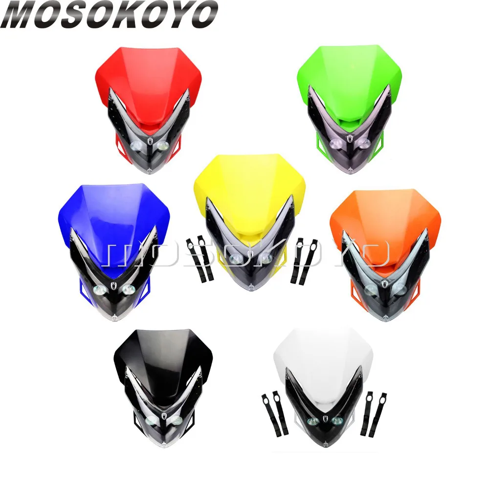 Red Dual Sport Motocross Street Fighter Headlight LED Side Indicator ...