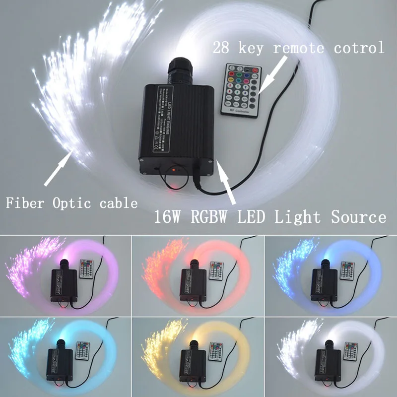 16W RGBW LED fiber optic star ceiling light kit 0.75mm 150pcs*2m for ...