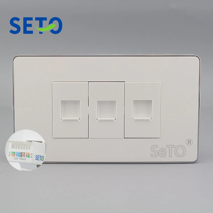 SeTo 120 Type 3 Ports RJ45 Cat6 Network Lan Panel Wall Plate Socket ...