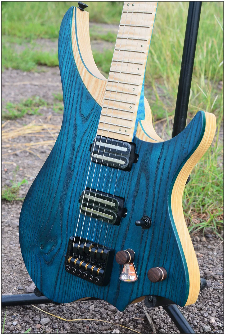 Nk Headless Electric Guitar Style Model Blue Color Flame Maple Neck In ...