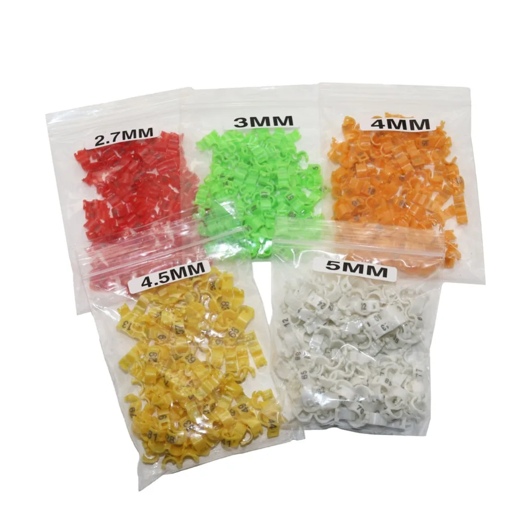 100 Pcs / lot Bird clip ring 2.7mm 3mm 4mm 4.5mm 5mm Plastic foot rings ...