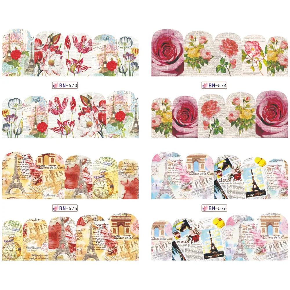 12 Designs 2017 Retro Design Watermark Nail Sticker Water Decals Slider ...