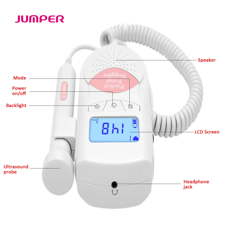 JUMPER Fetal Doppler Ultrasound Baby Heartbeat Detector Home Pregnant ...