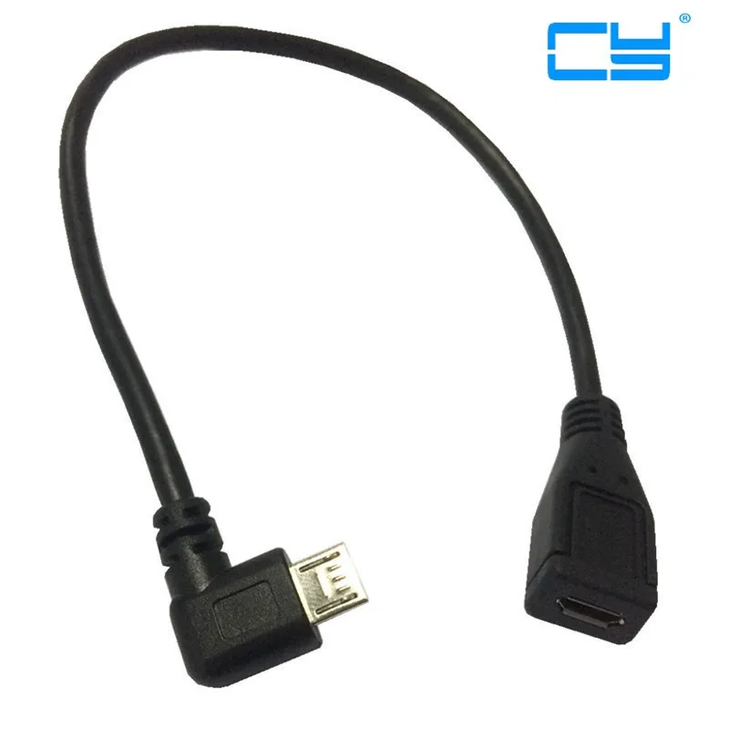 90 Degrees Micro USB Male to Female USB Cable Extend Converter Adapter ...