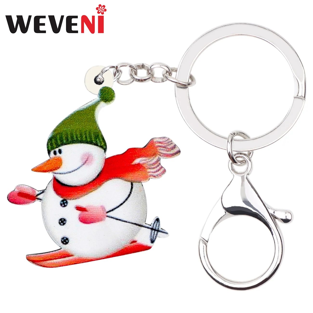 WEVENI-Acrylic-Christmas-Skiing-Snowman-Key-Chains-Keychain-Pendant ...