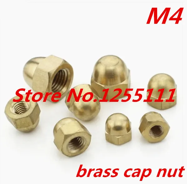 20pcs/lot DIN1587 M4 4mm Brass Acorn Dome Head Hex Cap Nuts, Protection ...