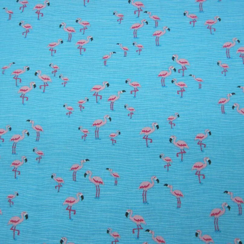 105cm Wide Blue Flamingos fabric Cotton Fabric Bird Flamingo Printed ...