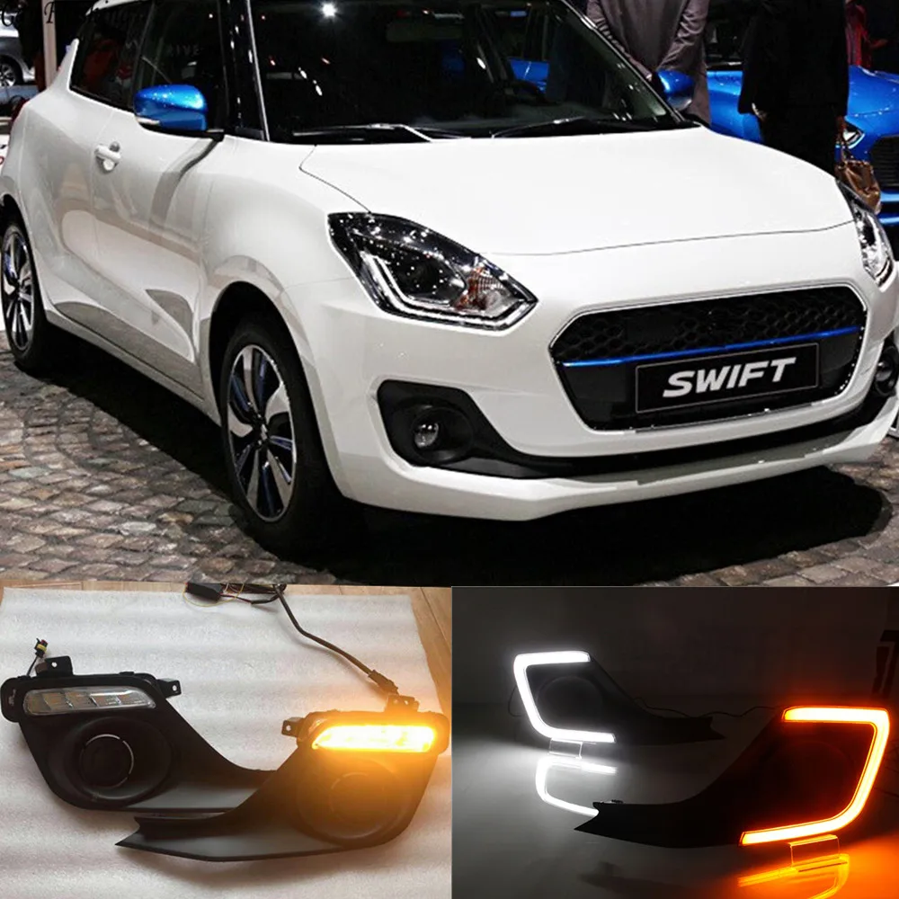 Car Flashing 2PCS LED Car 12V LED DRL Daytime Running Light With Turn ...