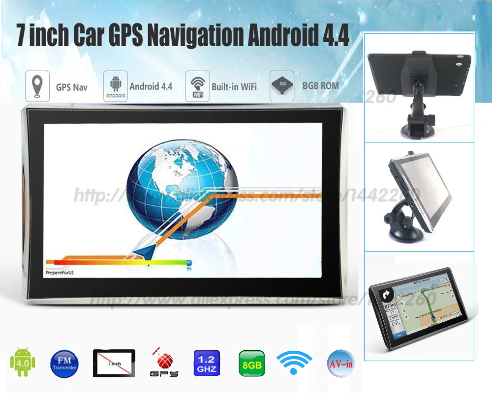 Oriana 7 inch Car GPS Navigation Android 8G 512MB Bluetooth WIFI Russia ...