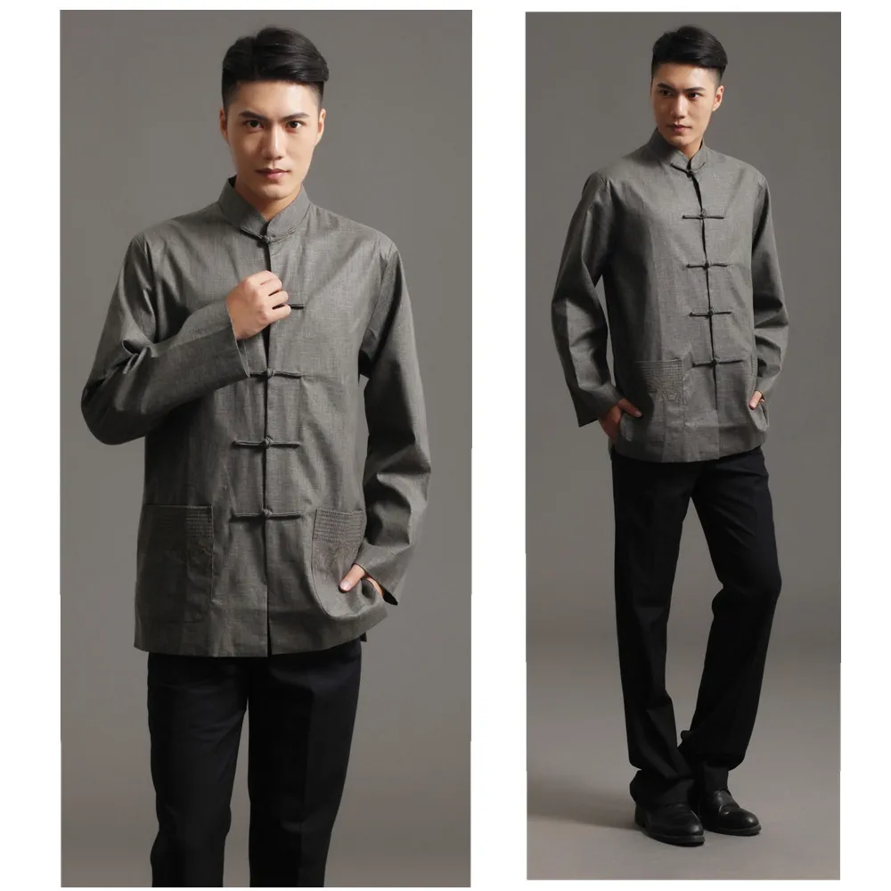 Long Sleeve Linen Chinese Traditonal clothing Kung fu Tang Top shirt ...