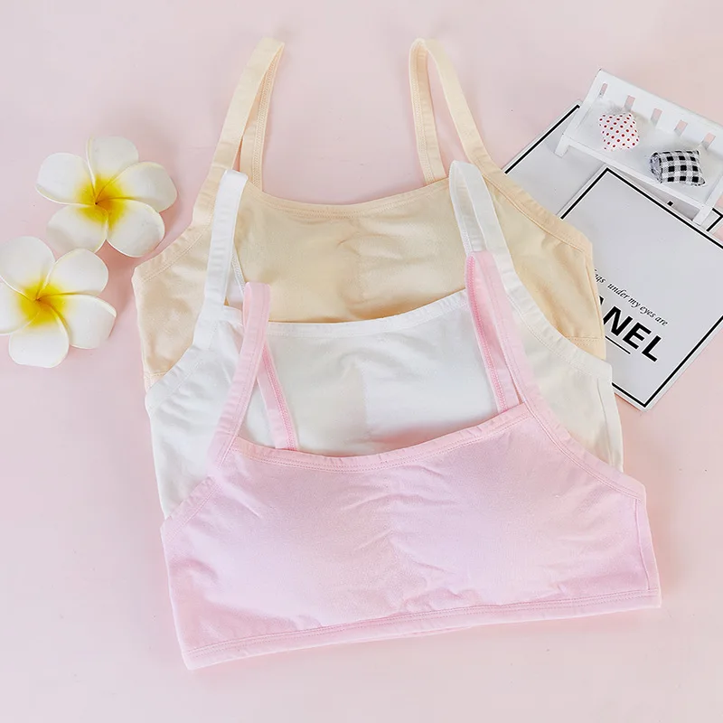 Teenage Underwear Cup Plaid Lingerie children thin Cotton Young Girls ...