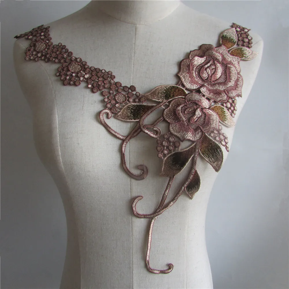 Fashion hand embroidered peony lace collar DIY garment accessories|lace ...