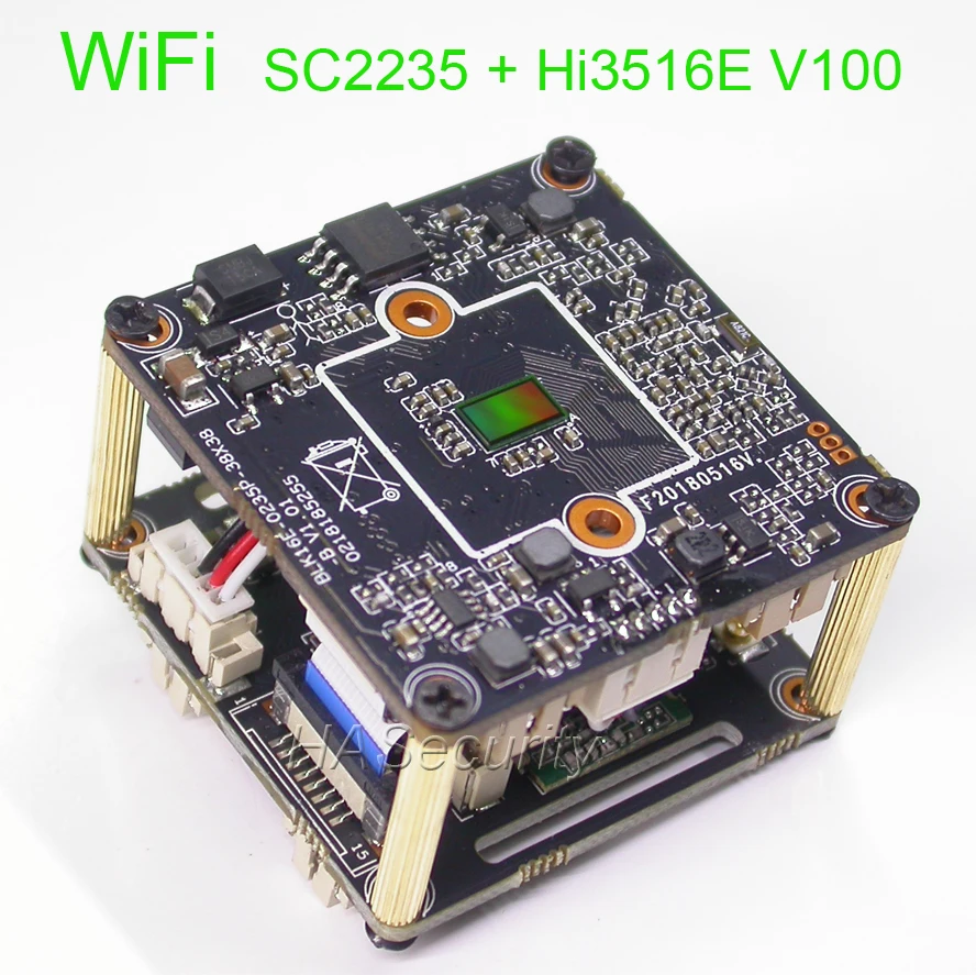 Wifi H.265 / H.264 1/2.7" Smartsens Sc2235 Cmos + Hi3516e V100 Cctv Ip Camera Pcb Board Module ...