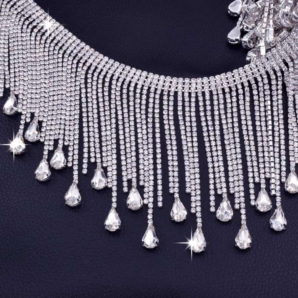 5 Yards Very Luxury Crystal Glass Rhinestone Tassel Drops Trim For