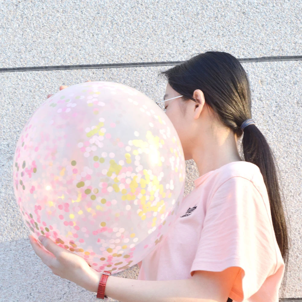 18inch Pink Confetti Clear Balloon Round Ballons Party Accessories ...