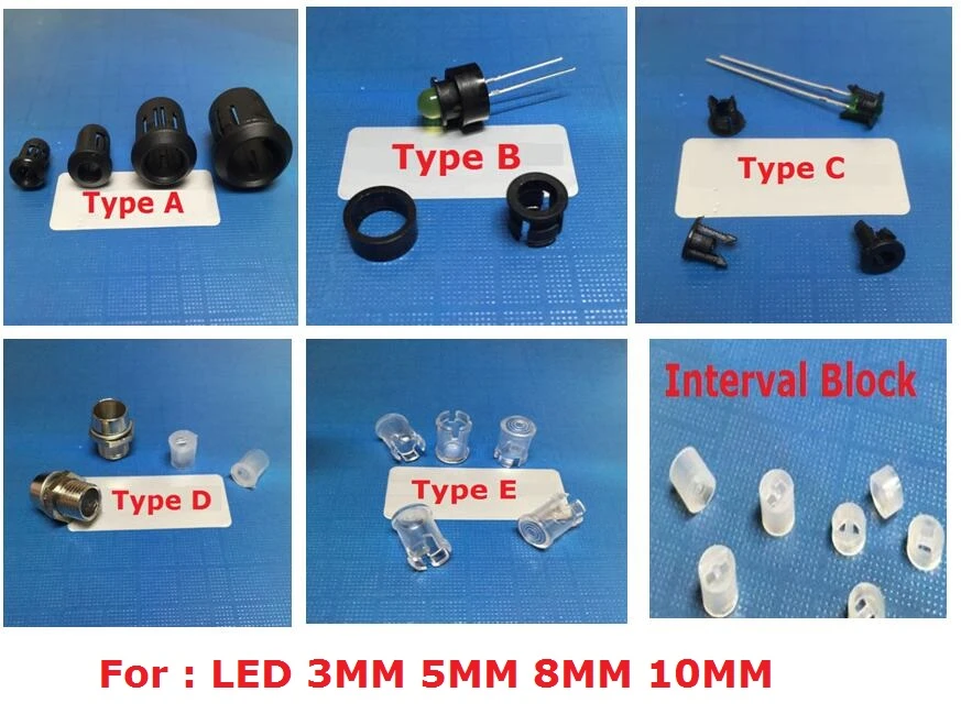 50PC LED Holder LED Seat/Clip F5 F8 F10 3MM 5MM 8MM 10MM Blace Plastic ...