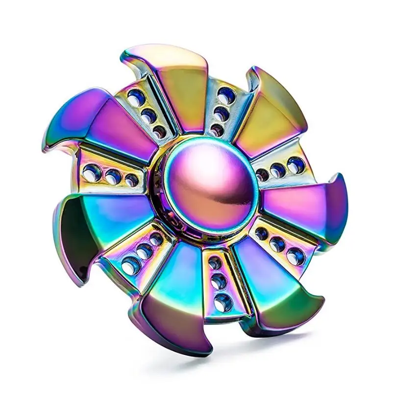 Windmill Hand Spinner Fidget Metal Toy Edc Focus Rainbow Colorful ...