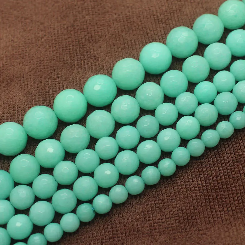 Faceted Amazonite Color Ja de 6 12mm Round Beads 15",BeadsFor DIY ...