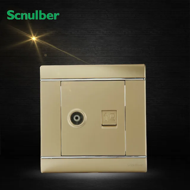 luxury champagne 86mm single IPTV SetTop Box TV socket and RJ45 8pin ...