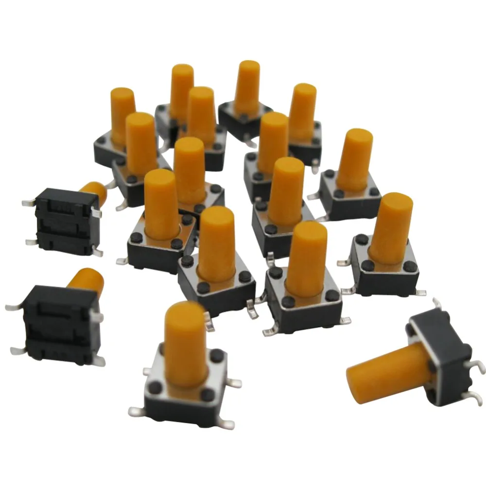 100pcs 6x6mm 4PIN Push Button Touch micro switch Orange tact switch ...