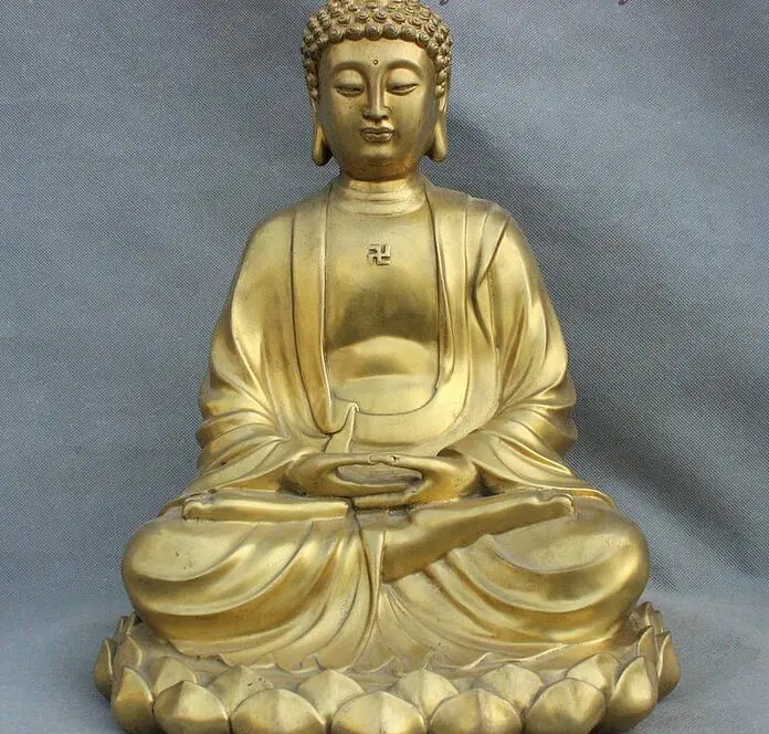 Fine Tibet Buddhism Brass Sit Lotus Sakyamuni Shakyamuni Amitabha ...