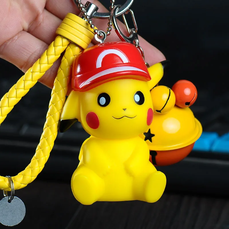 Pokemon Pikachu Cartoon Keychain With Fur Ball Fluffy Pompom Dolls ...