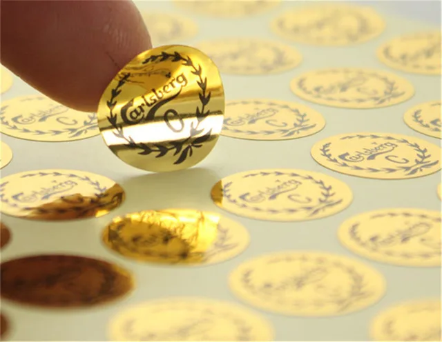 1000pcs Customized Round Glossy Gold Brand Logo Stickers Labels Custom ...