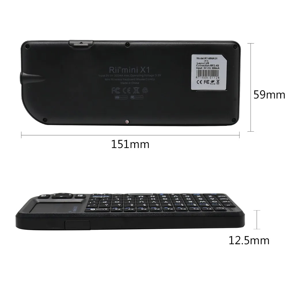 Rii X1 2.4GHz Mini Wireless Keyboard English/ES/FR Keyboards with ...