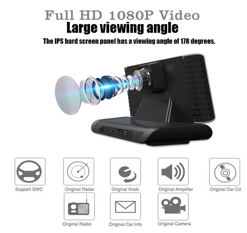 8 дюймов 1280*400 двойной объектив 1 г ram 16 г rom Видео Рекордер DVR ...