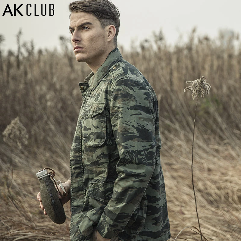 AK CLUB Brand Field Jacket Military Style M65 Tiger Camouflage Field ...