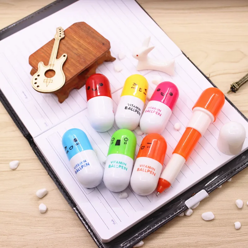 24PCS of Smiling Face Pill Ballpoint Pen Lovely Novelty Stationery ...