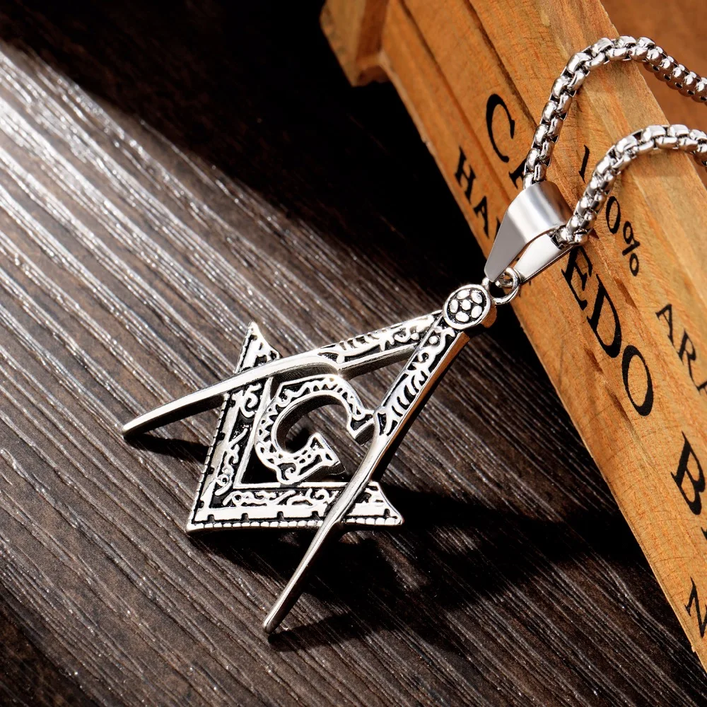 Stainless Steel Masonic Symbol Blazing Star God Charm Necklace Mason G ...