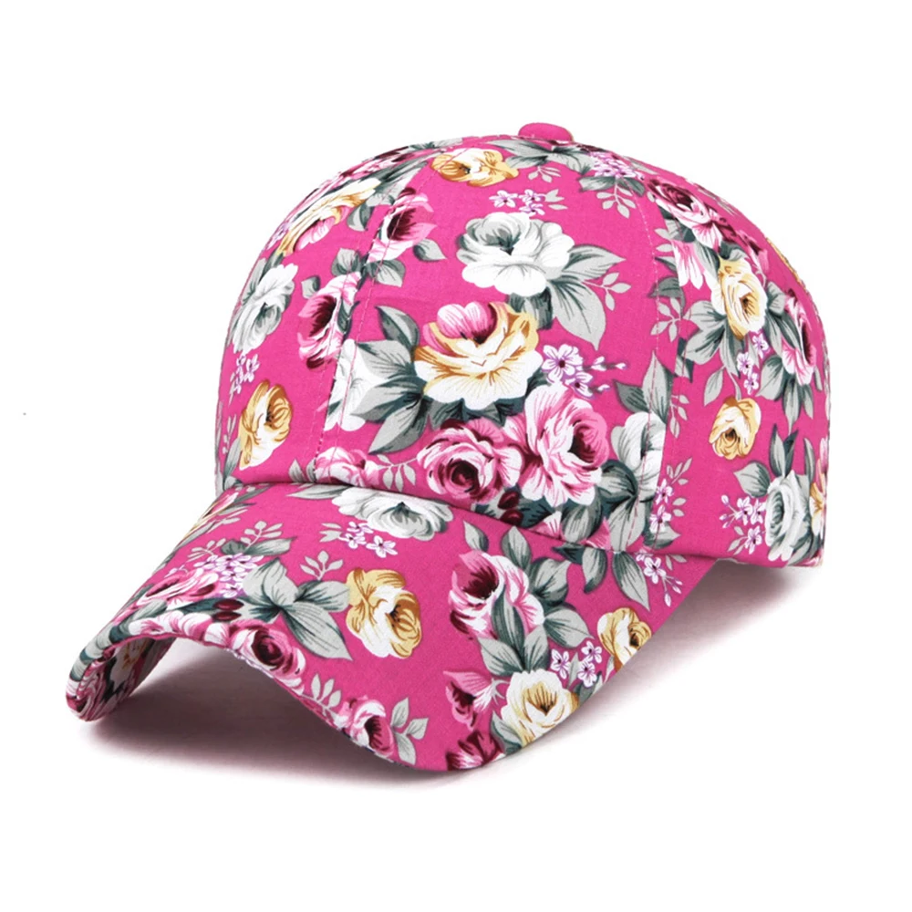 2018 Floral Print Baseball Cap Nylon Fastener Tape Novelty Vintage ...