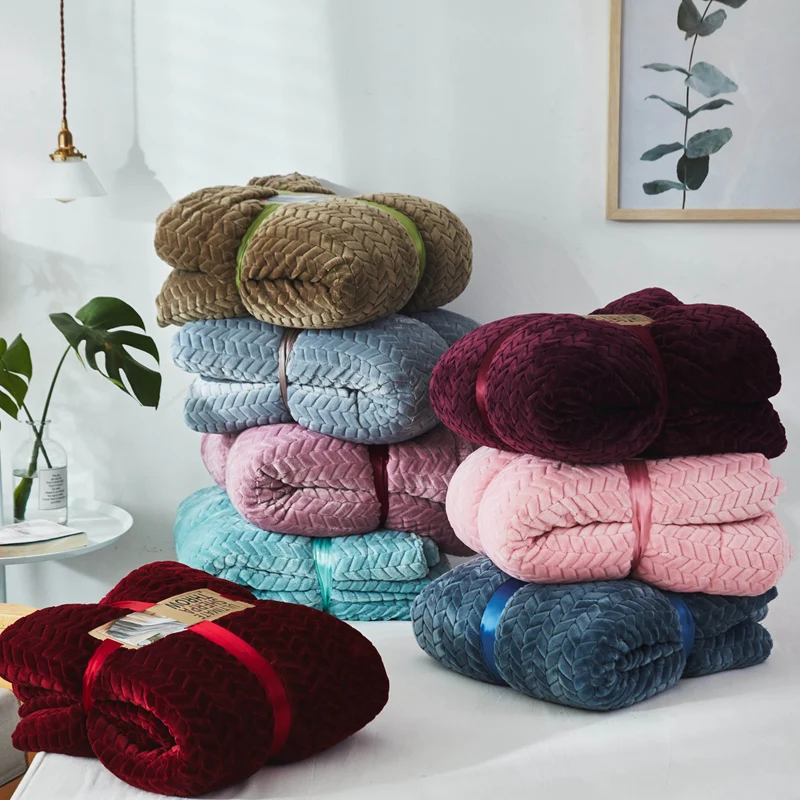 Winter Double Layer Thick Blanket Ferret Cashmere Super Soft Warm Wool