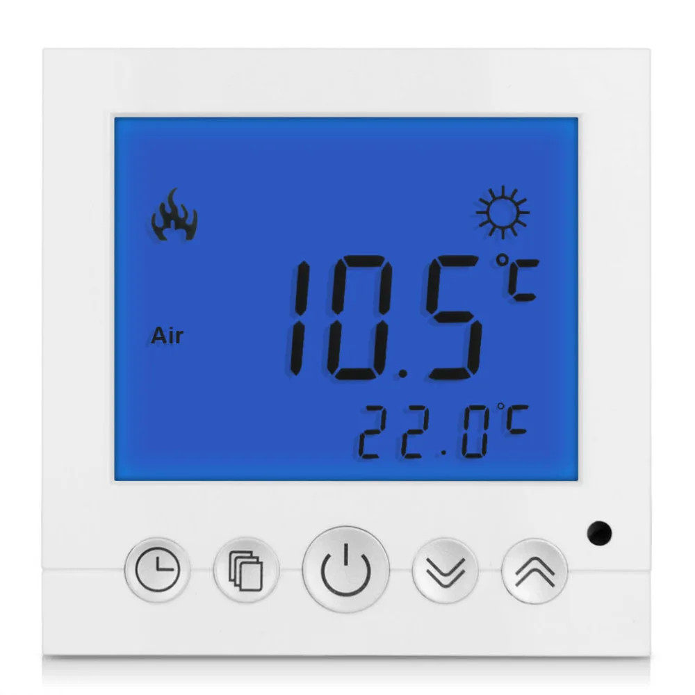 Digital Room Floor Heating Thermostat Blue Lcd Display Programmable Weekly Temperature