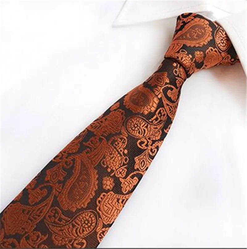 SCST Brand New Corbatas Paisley Floral Print Brown Silk Ties For Men ...