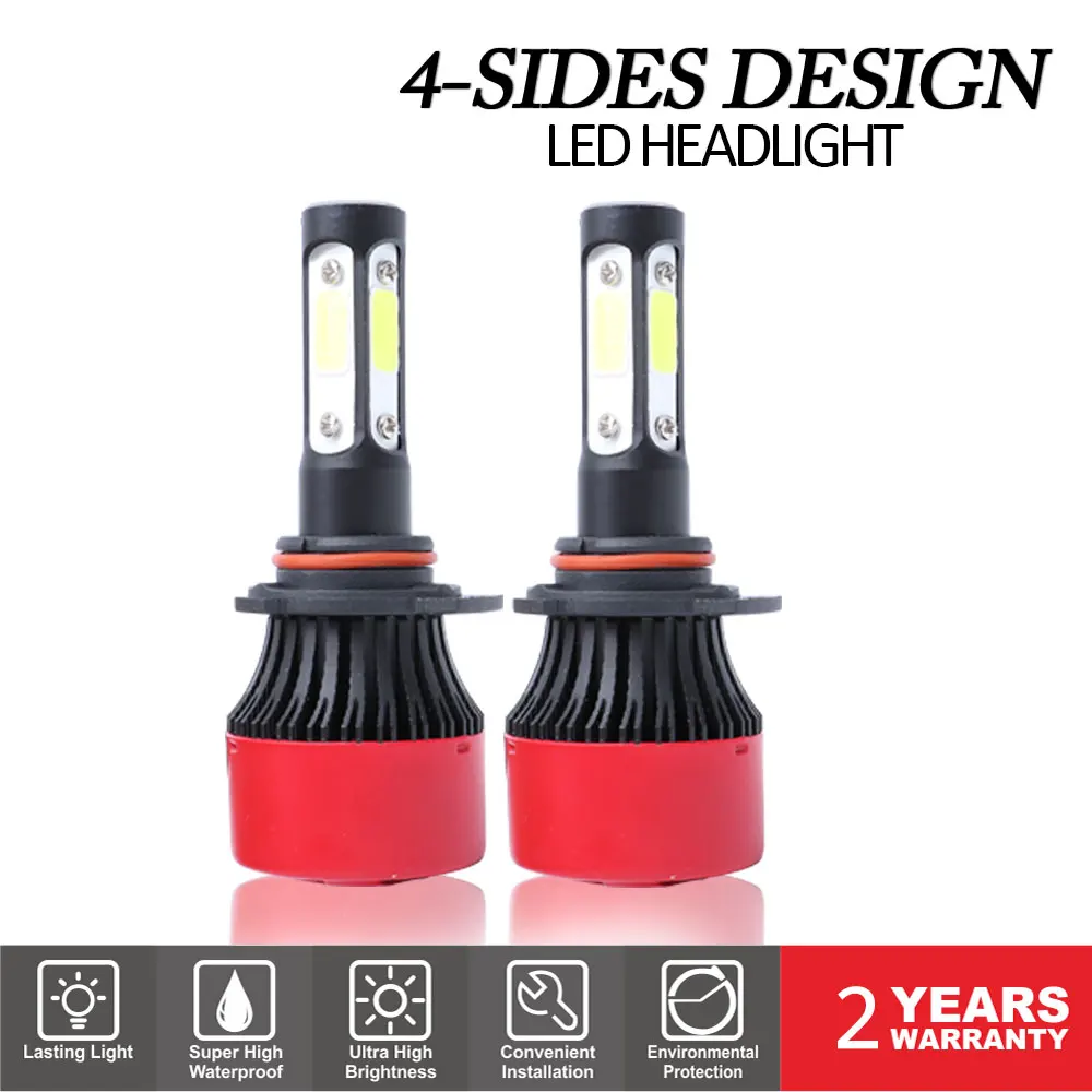 DIC X7 9012 LED 4 사이드 COB 칩 자동차 헤드 라이트 전구 100W 10000lm 6500K HI LO 빔 ...