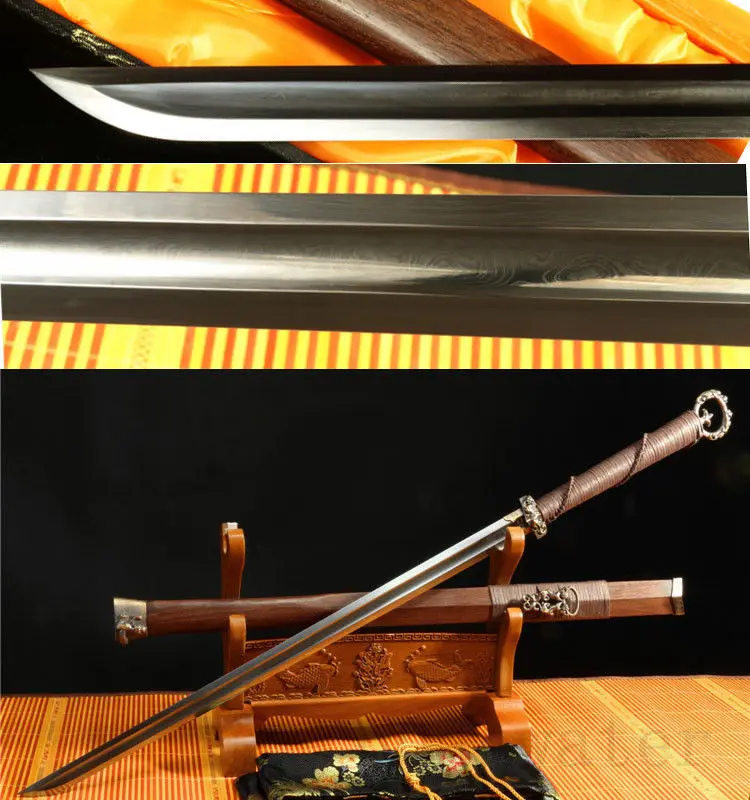 40" Damascus Folded steel Blade Chinese Handmade Rosewood Sheath Sword ...