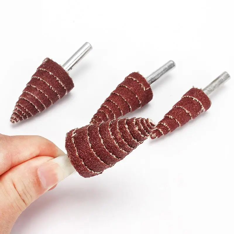 4Pcs 80# Tapered Cone Grinding Head Sandpaper Flap Wheels Polishing ...