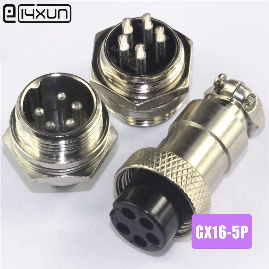 5Pair=10Pcs GX16 GX16 5 5P 5Pin 16mm Male&Female Wire Panel Connector ...