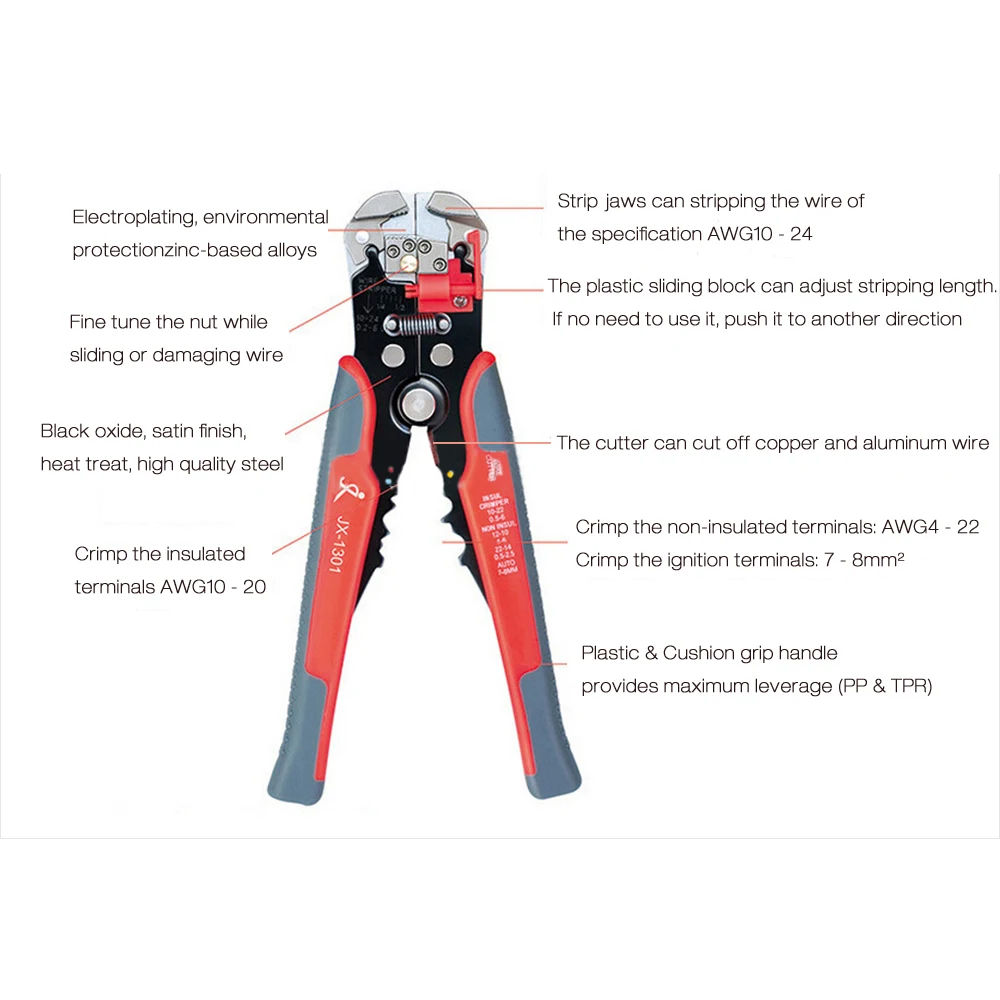JX1301 Cable Wire Stripper Cutter Crimper Automatic Multifunctional TAB ...