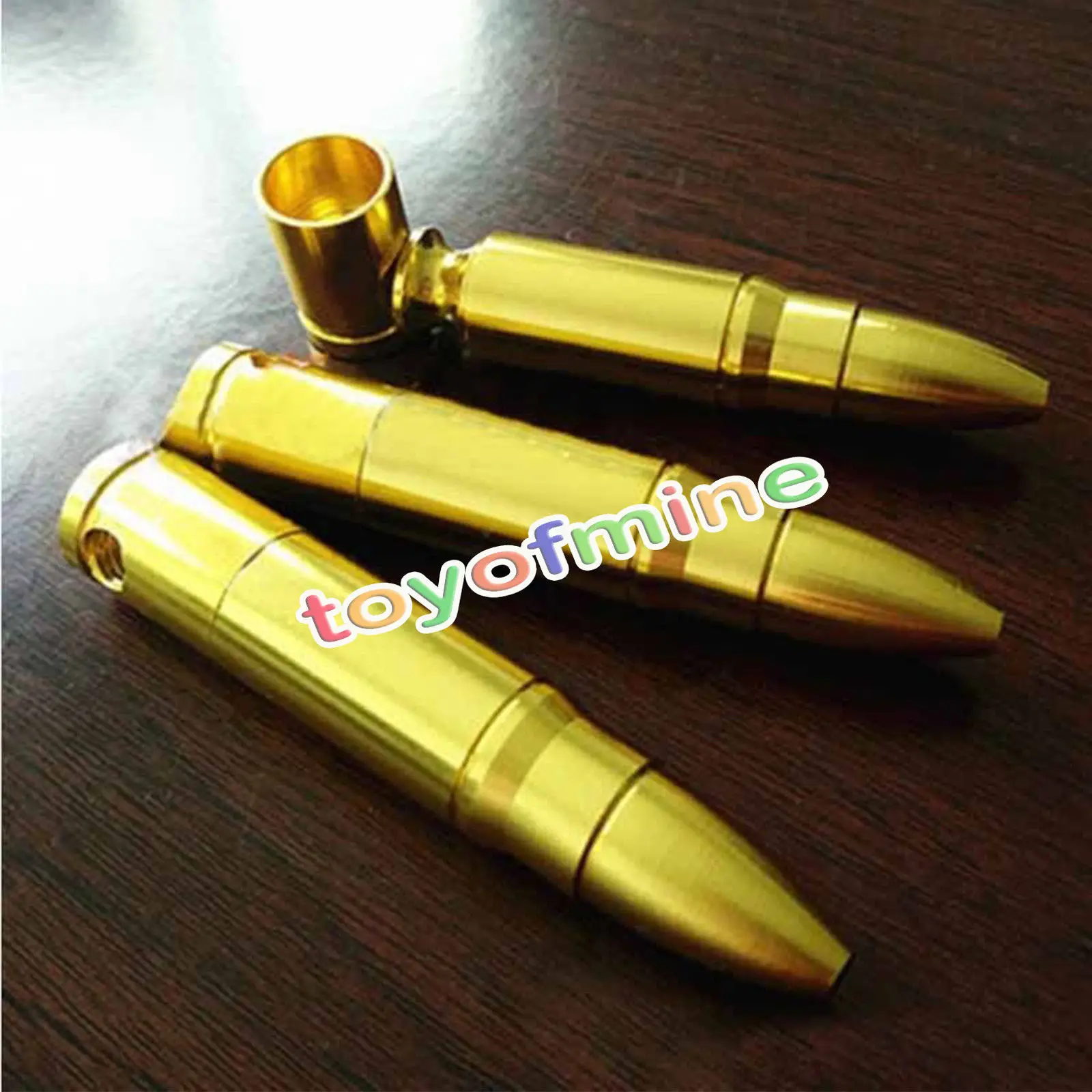 80mm Aluminum Bullet Golden Tobacco Pipe Smoking Cigarette Pipes Holder ...