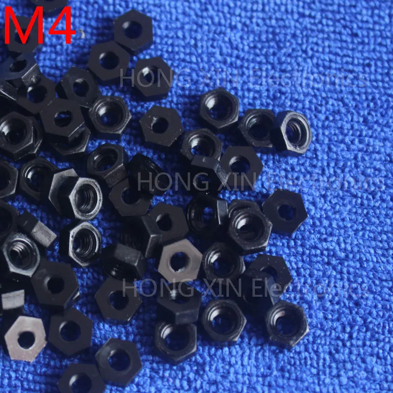 M4 Black Nylon Hex Nut 4mm Plastic Nuts Meet Rosh Standards Hexagonal ...