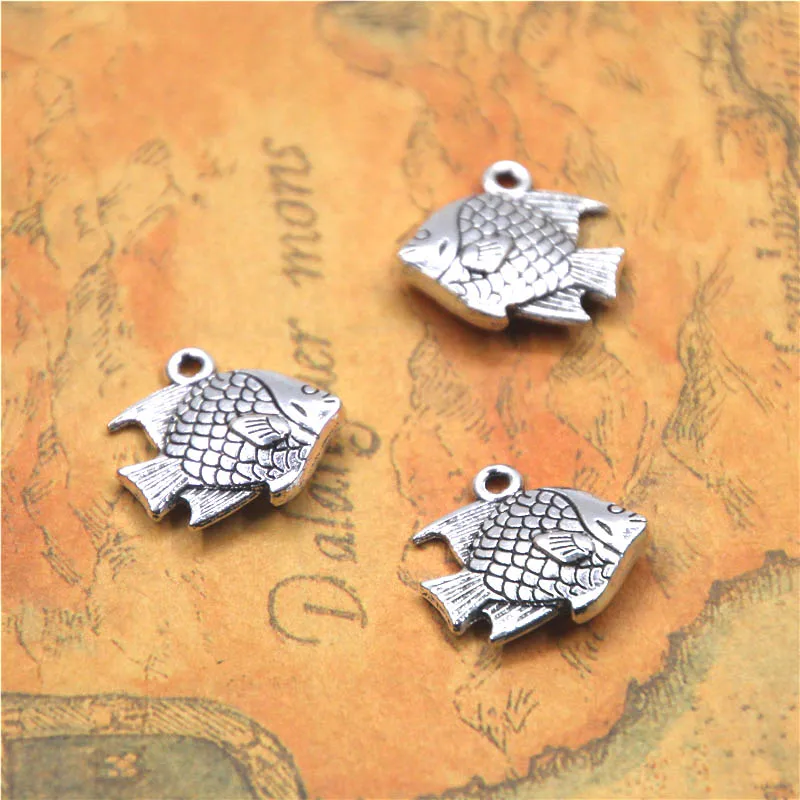 10pcs/lot Fish Charm Antique Tibetan Silver Fish Charms Pendant Charms ...