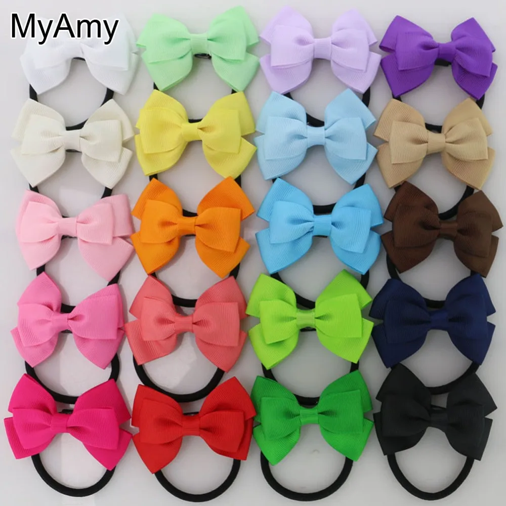 MyAmy Free Shipping 40pcs/lot 3'' grosgrain solid hair bows elastic ...