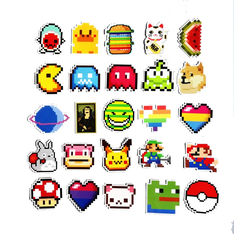 25 Teile/los Cartoon Mario Bros Pixel Stil Aufkleber Für Laptop Super ...