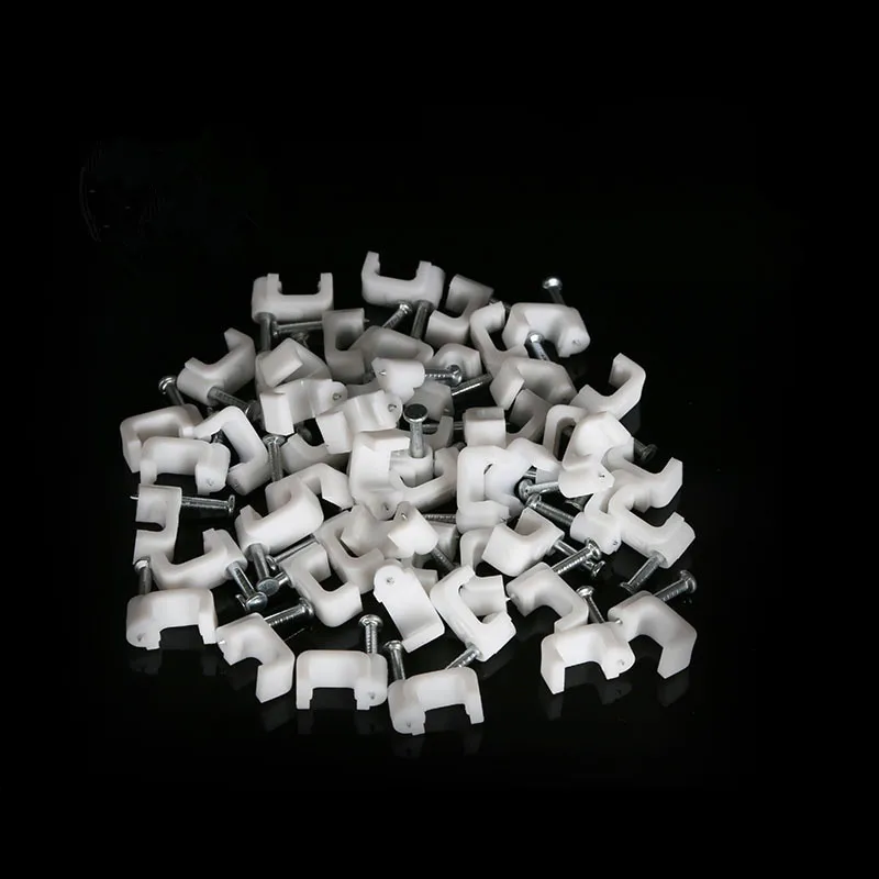 Pe Пластик 6 мм квадратный путь кабельный зажим с высоким содержанием углерода Сталь гвозди с