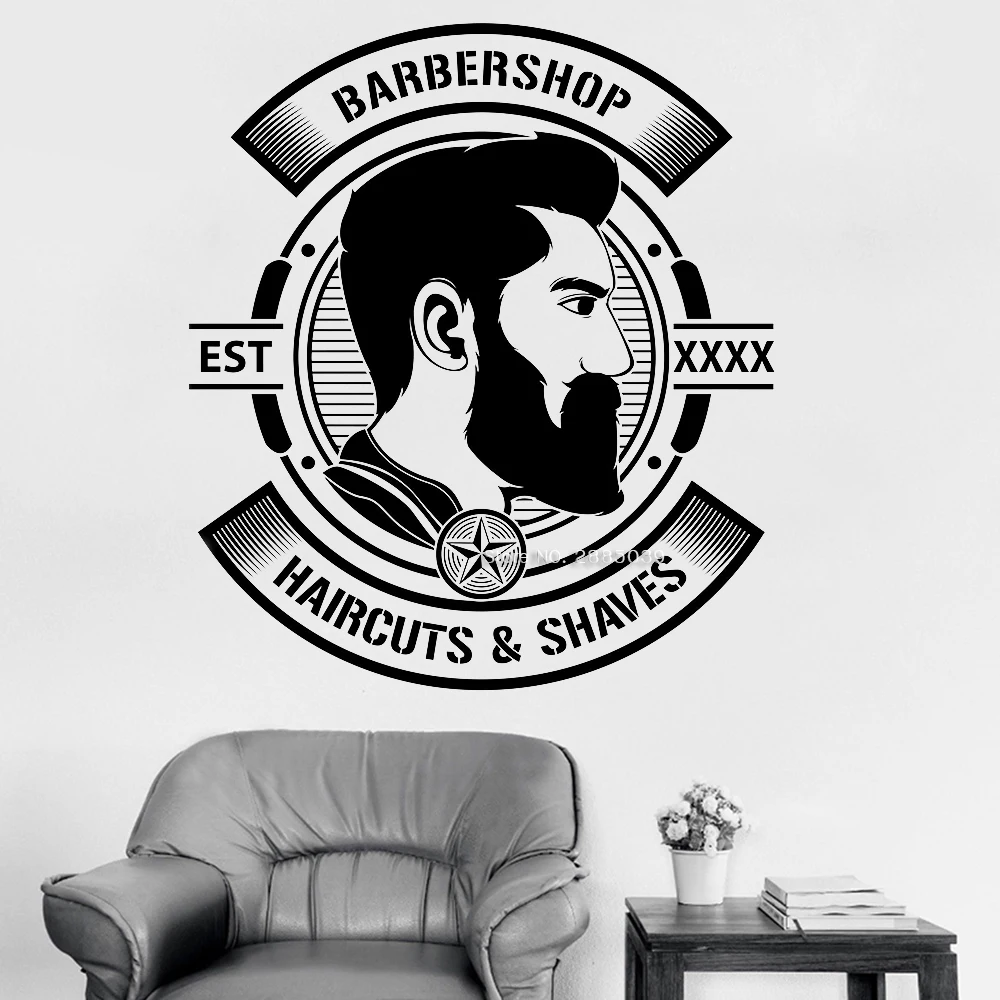 Personalised Years Men Barber Shop Logo Wall Decal Stickers Hairstyle ...