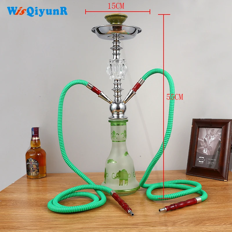 WisQiyunR Alta qualidade estilo Árabe única cor verde vidro Hookah ...